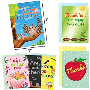 Fancy Land Teacher Thank You Card Appreciation Cards for Preschool Kindergarten Graduation 12Pcs