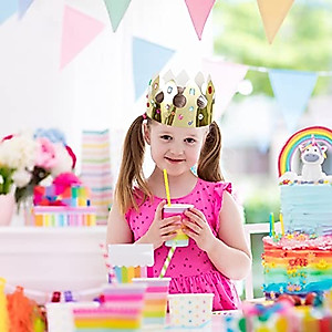 30-Piece Paper Crowns Birthday Crown Hat Paper Kits with Gems Letter Alphabet Stickers DIY Party Crown Hats Birthday Party Favor Supplies Decoration for Kids and Adults