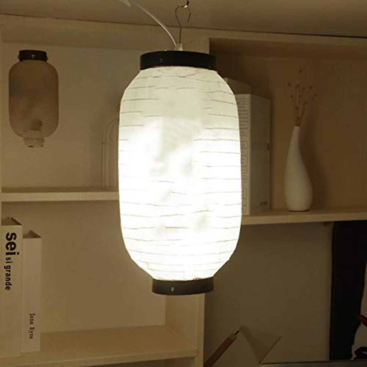 OSALADI Japanese Style Hanging Lantern White Blank Foldable Silk Sushi Lantern Waterproof Hanging Pendant for Traditional Festive Wedding Home Street Decor