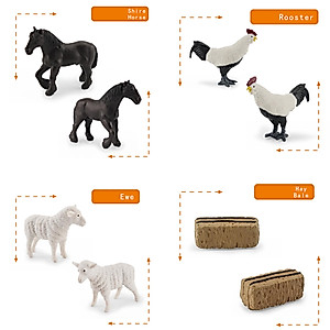 MEMOVAN Realistic Mini Barn Farm Toys Tractor Playset - Plastic Farm Animals Figurines Farm Cake Toppers Farm Figures Farmer Vehicle Toy Truck with Trailer for 3-12 Years Old Kids Boys Girls Toddler