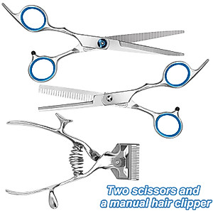 PIAOPIAONIU Manual Clippers Haircut Old Fashion Hand Hair Clipper With 2 Hair Cutting Scissors,Portable Hand Push Haircut Low Noise Non-Electric Hair Cutter for Hair Removal