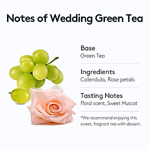 Osulloc Wedding Green Tea (Floral & Sweet Muscat Scent) | Korean Premium Blended Tea Bag | Sweet Fruit Tea | 20 Count Tea Bags, 1.06oz