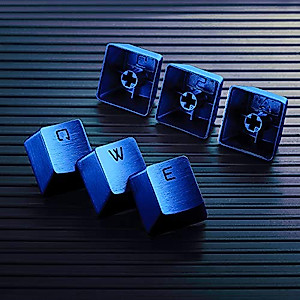 Hallsen Metal Keycaps (WASDQREF+1-6) Mechanical Gaming Keyboard Keycaps for FPS & MOBA, Stainless Steel Custom 60% Keycaps Kit with Key Puller for Mechanical Keyboard Cherry Mx Switches (Blue)