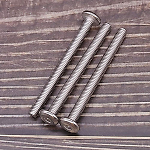 M6 x 50mm, 55mm, 60mm, 65mm, 70mm Stainless Steel Furniture Bolts Flat Socket Head Cap Screws Assortment 25 PCS, 304 Stainless Steel 18-8, Full Thread, Bright Finish