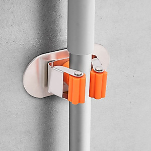BORDSTRACT Mop Broom Holder, Mop Self Adhesive Holder Wall Mounted, Heavy Duty Broom Gripper Holders Mop Rack for Garage Kitchen Bathroom(Semicircle Base)