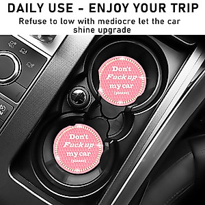 Kewucn 2 Pack Bling Car Cup Holder Coasters, 2.79 inch Anti-Slip Soft Rubber Crystal Rhinestone Auto Cup Insert Pad, Universal Vehicle Interior Decor Accessories for Car SUV Truck (Pink)