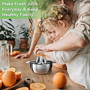TRUSBER Citrus Hand Lemon Juicer, Stainless Steel Citrus Manual Juicer Squeezer with Strainer & Bowl for Lemon,Orange,Grapefruit - Dishwasher Safe