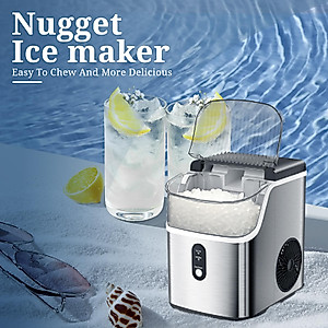 Antarctic Star Nugget Ice Maker Countertop - Chewable ice, Pebble Ice Maker Machine, 35lbs/24h, Auto-Cleaning Countertop Ice Machine, One Button Operation Ice Maker for Party/Home/Camping…