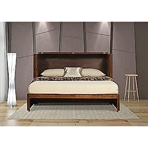 Mega Solutions Emurphybed Paradiseo Murphy Cabinet Chest Bed with Charging Station 8 Inch, Queen (Tobacco)