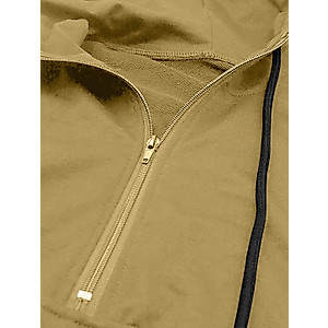 Fallorchid Womens Quarter Zip Pullover Hoodies Casual Long Sleeve Sweatshits with Pocket (Ginger, Small)