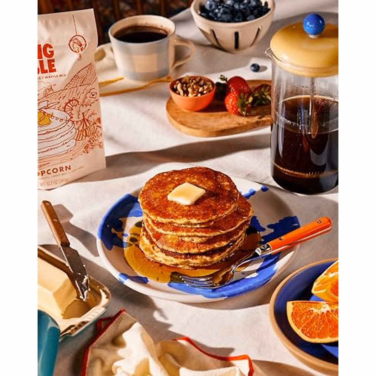 LONG TABLE Popcorn Pancake and Waffle Mix | Shark Tank's Favorite | High Protein, Fiber-Rich, Heirloom Grains | 4-Pack"