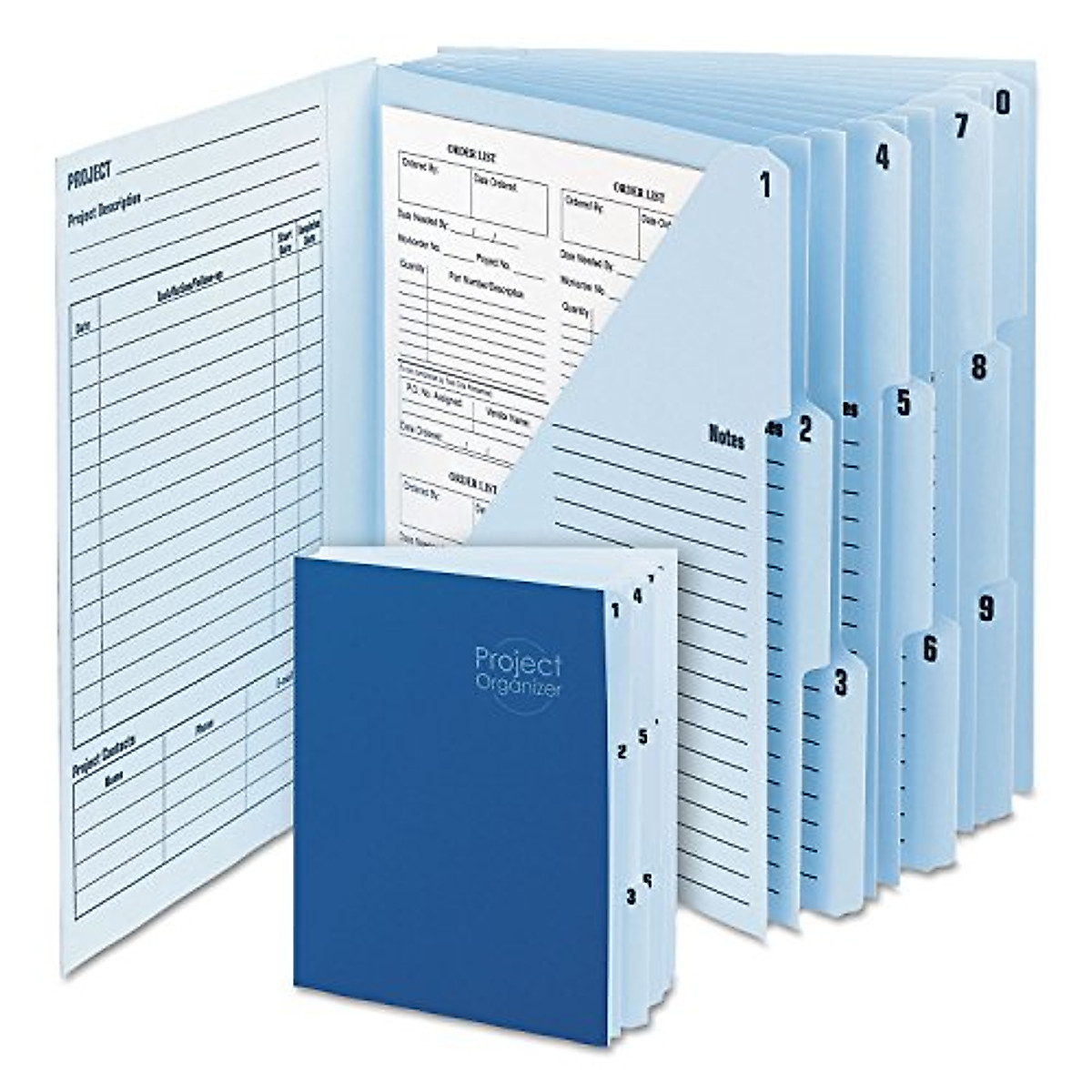 Smead Project Organizer, 10 Pockets, Closed Sides, Preprinted Templates, Reinforced Tabs, Letter Size, Navy/Lake Blue (89200)