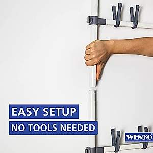 WENKO Telescopic Atlas Free Rack, Organizer, Storage, Shelf, Shoe Stand (W x H x D): 26.97 x 39.37-118.11 x 3.35 in, White, Dimensions (W x H x