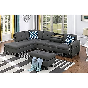 Devion Furniture Lorenzo Sofas, Charcoal Gray