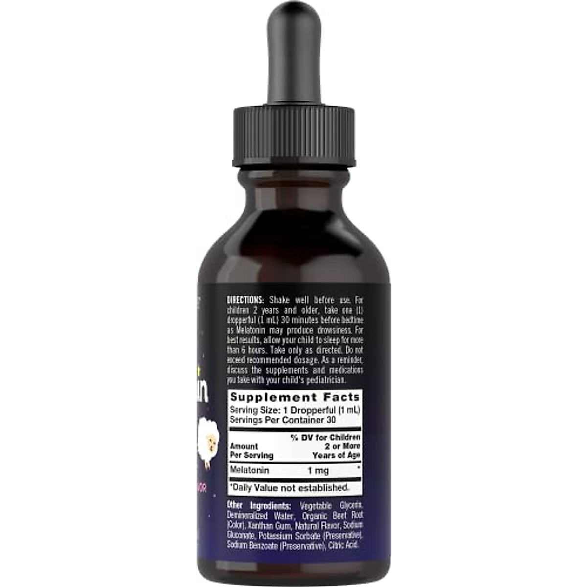 Kids Melatonin Liquid | 1 fl oz | Two Pack | Natural Fruit Flavor | Drug Free | by Carlyle