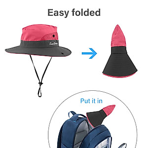 3 Pieces Womens Ponytail Wide Brim Sun Hat Packable UV Protection Beach Cap for Fishing & Hiking (Purple＆Watermelon Red＆Sky Blue)