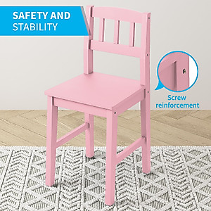 Mjkone Kids Table & Chair Set, Living and Learning Kids' Desk with Hutch and Chair Set, Children’s Desk with 2 Drawers for Storage, Students' Study Computer Workstation with Multiple Cubbies, Pink