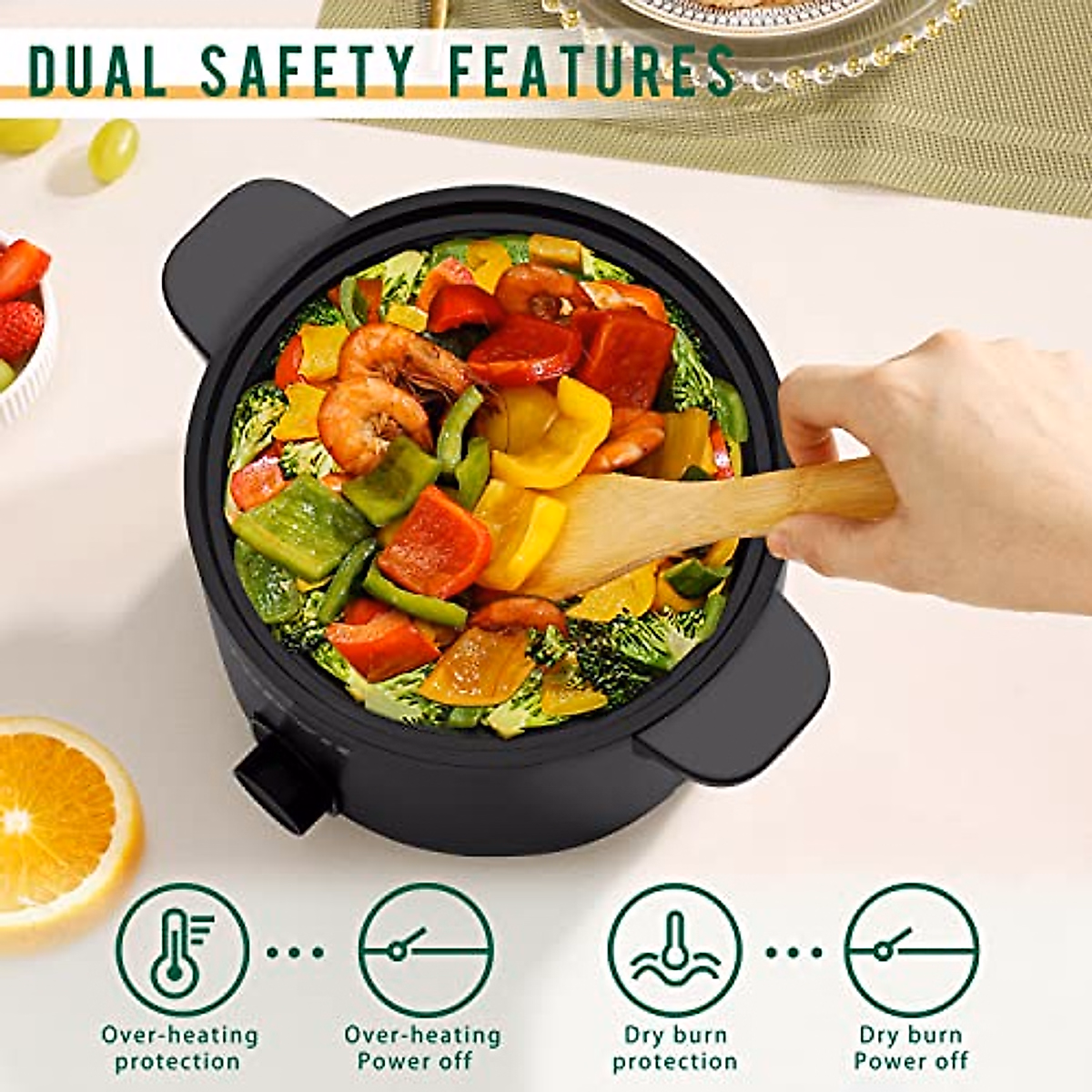 Topwit Electric Pot with Steamer, 1.5L Non-stick Ramen Cooker, Hot Pot Electric, Electric Pot for Cooking Pasta, Noodles, Steak, Egg, Portable Pot with Dual Power Control, Dorm Room Essentials, Black…
