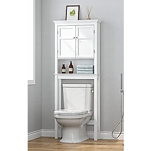 UTEX Bathroom Storage Over The Toilet, Bathroom Cabinet Organizer with Adjustable Shelves, Bathroom Space Saver for Bathroom, White