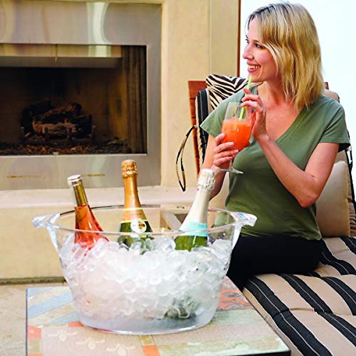 Oggi Acrylic Oval Party Tub-18.5" x 11", Clear, 18.5" by 11"