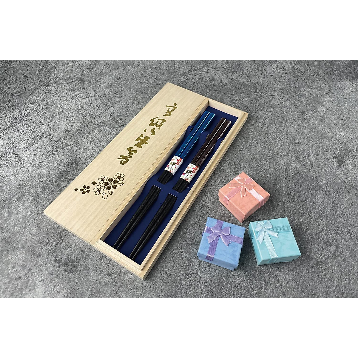 Premium Japanese Chopsticks Reusable 2prs Set [ Made in Japan ] Traditional Lacquer Art Wooden Chopsticks B (Splashed Pattern BL/BR(2KR019))