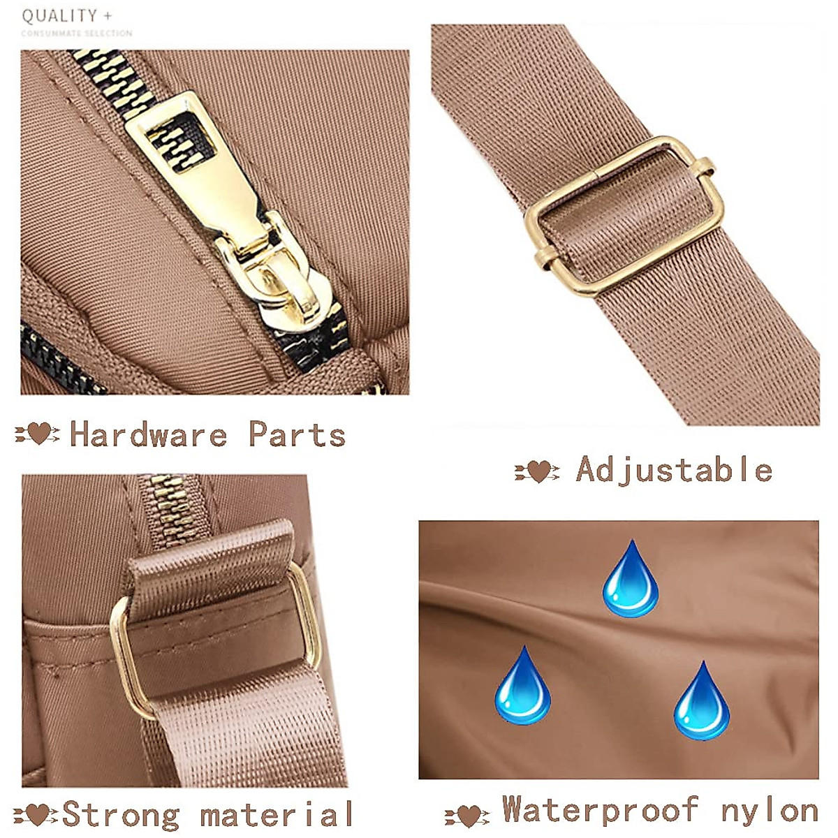 DIHKLCIO Nylon Crossbody Bags for Women Purses and Handbags Women's Casual Messenger Bags Waterproof Black Crossbody Purse (khaki)