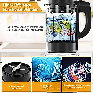 COSTWAY Professional Countertop Blender, 8-in-1 Household Hot & Cold Shake Mixer with 59 oz Jar, 1200 Watt Base, 10-Gear Speed & Built-in Timer, Easy Self-Cleaning, for Smoothies, Soup, Grind, Juice