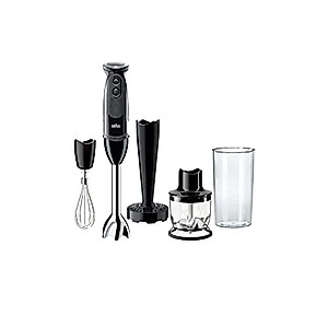 Braun Multiquick 5 Vario Hand Blender (SS Blending Shaft+1.5C Chopper+ Masher + Whisk+ Beaker), MQ5027, Black