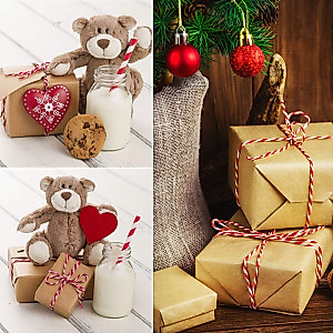 HOKI Cotton Bakers Twine Red & White 100M (328 Feet), Packing String, Durable Rope for Gardening, Decoration, Tying Cake and Pastry Boxes, DIY Crafts & Gift Wrapping, for Art and Craft