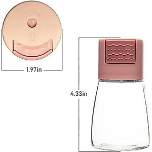Salt and Pepper Shakers Precise Quantitative Push Type, 0.02oz Metering Salt Shaker Glass Metered Salt Dispenser, Press 0.5g Intake of Salt Air-Tight Glass Seasoning Condiment Bottle,