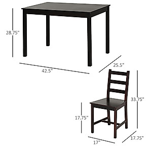HOMCOM Dining Table Set for 4, 5 Piece Modern Kitchen Table and Chairs, Wood Dining Room Set for Small Spaces, Breakfast Nook, Chestnut Brown