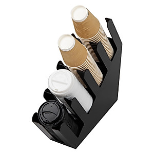 Mind Reader Fancy Cup and Lid Holder, 4 Compartment, Black Acrylic