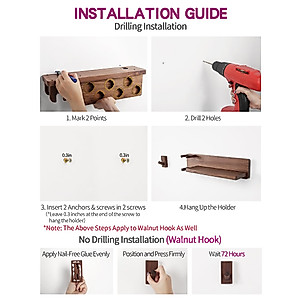 Affogato Walnut Storage Holder Compatible with Dyson Airwrap Wall Mount Holder with Shelf Organizer Rack Compatible with Dyson Airwrap Styler Accessories, Wood