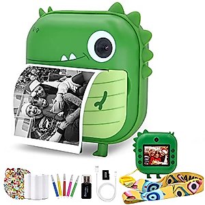Instant Print Camera for Kids, Zero Ink Kids Camera with Print Paper,Selfie Video Digital Camera with HD 1080P 2.4 Inch Color Screen,3-14 Years Old Children Toy Learning Camera for Birthday, Christmas