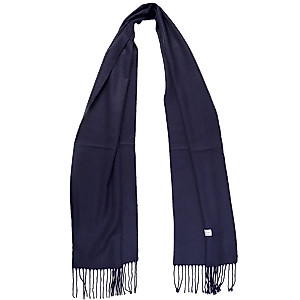 Falari Men Women Unisex Cashmere Feel Scarf 78" x 12" Solid Color Navy A19-02