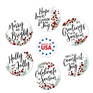 Holly Berry Holiday Stickers / 500 Greenery Greeting Card Envelope Seals / 6 Alternating Watercolor Christmas Sticker Designs / 1.5" Rustic Christmas Labels