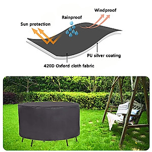 Round Garden Furniture Covers 43x28in, Protects the Furniture From Damage, Waterproof, 420D Patio Furniture Protector Cover, for Outdoor Furniture, Patio Table