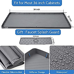 Optish Under Sink Mat, 34" x 22" Under Sink Mats for Kitchen Waterproof Flexible Silicone Undersink Mats for Bottom of Kitchen Sink Under Sink tray
