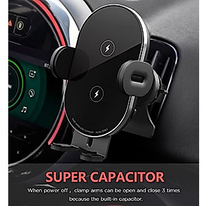 Dual Coils Wireless Car Charger Smart Sensor Phone Holder Air Vent Auto Clamping Phone Mount for car 15W Fast Charging for iPhone 14 13 12 Pro Max Mini/Samsung Galaxy Z Flip 4 3 5G/S22/S21/Note 20