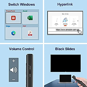 SSPONT Presentation Clicker for PPT, Wireless Presentation Remote, Laser Pointer for Presenter, Slide Advancer for Slide Show, Powerpoint/Keynote/Google Slides/Classroom, Mac OS/Windows/Linux (JH61)