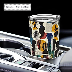 People Silhouette Art Street Stainless Steel drinking cups with lids with Lid and Straw travel mug for Home, Office or Car safe tumblers with lids and straws 20 OZ