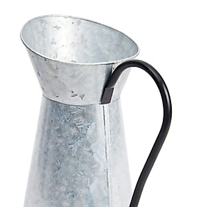 Juvale Rustic-Style Galvanized Vase with Handle, Metal Flower Vase for Farmhouse-Style Home Decor, Table Centerpieces, & Decorative Flowers Arrangements - Vase 12 Inch Tall - Metal Pitcher Vase
