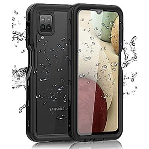 Samsung Galaxy A12 Waterproof Case with Built-in Screen Protector Dustproof Shockproof Drop Proof Heavy Duty Phone Case, Rugged Full Body Underwater Protective Cover for Samsung Galaxy A12 (Black)