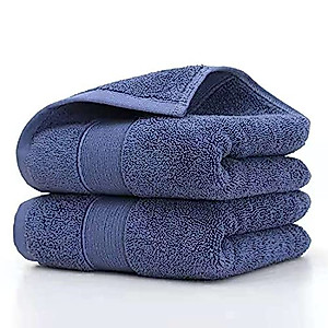 RUIBOLU 100% Cotton Ultra Soft Highly Absorbent Hand Towel 2 Set , Size 14" x 30" Home Bathroom Hand Towels for Bath, Hand, Face, Gym (Blue)
