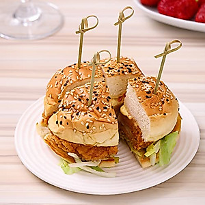 200 PCS Cocktail Picks, 4.7 Inch Toothpicks for Appetizers, Natural Bamboo Knot Skewers, Mini Food Sticks, Fancy Tooth Picks for Drinks,Fruit,Charcuterie,Cocktail Garnish Accessories, Party Supplies