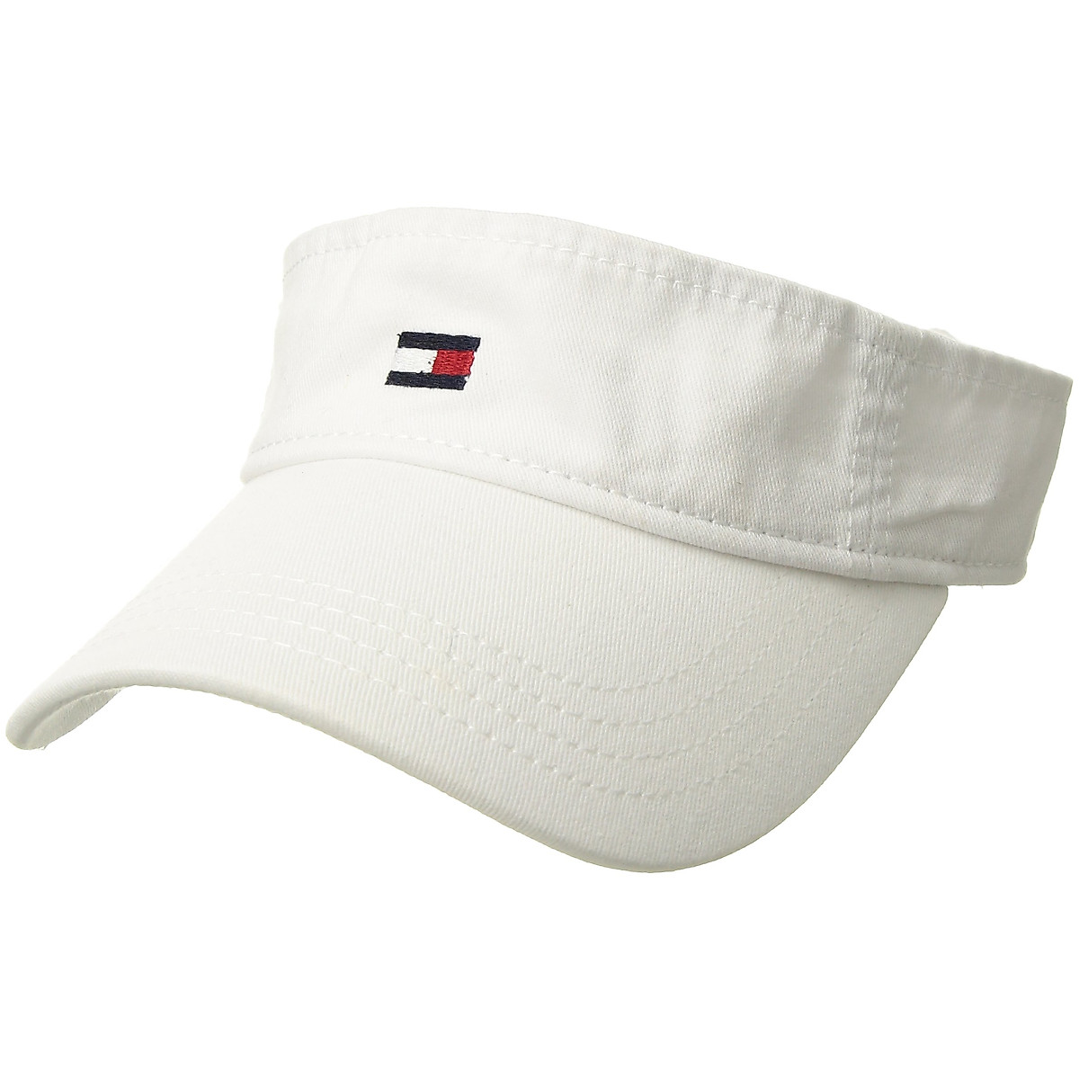 Tommy Hilfiger Dad Hat Flag Solid Cotton Visor Hat, classic white, O/S