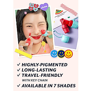 I'M MEME Water Gel Tint - Color Key Ring | Gift, Highly-pigmented, Long Lasting, Travel-Friendly, Lip Stain, 07 Pink Attack, 0.09 Oz