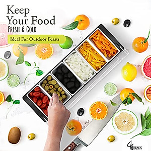 Ice Cooled Condiment Serving Container Chilled Garnish Tray Bar Caddy for Home Work or Restaurant