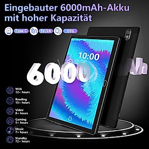 2024 Newest 10 Inch Tablet,3 in 1 Tablet with Keyboard Mouse pen, Android 13 Tablet 4G Cellular with 2 SIM 1 SD-64GB ROM TF Max 512GB,Octa-Core,1080 FHD,13MP,GMS-Zertifizierung,GPS/ WIFI/ BT(Black)