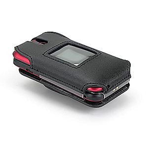 BELTRON Leather Fitted Case for Consumer Cellular Verve Snap 2022 Flip Phone - Features: Rotating Belt Clip, Screen & Keypad Protection & Secure Fit (Z2336)